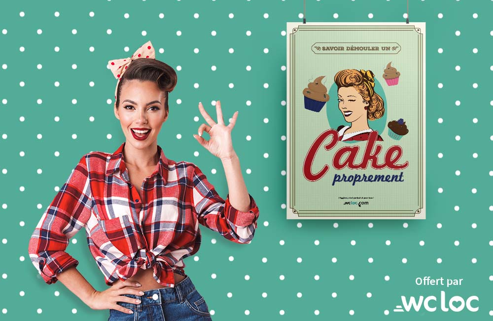 Affiche "Démouler un cake" - Affiches WC Loc
