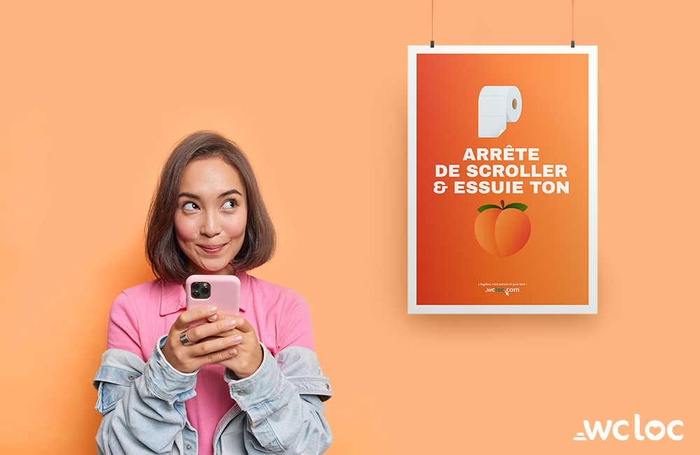 Affiche "Arrête de scroller" - Affiches WC Loc